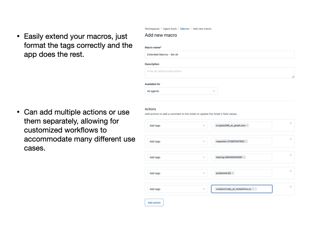 Extended Macros App Integration with Zendesk Support
